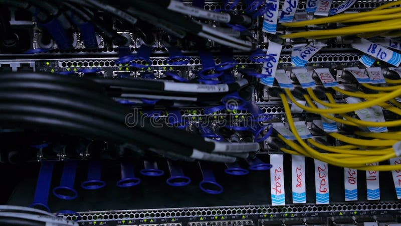 Wires, Lightbulbs and Computer Parts in Render Farm Stock Footage ...