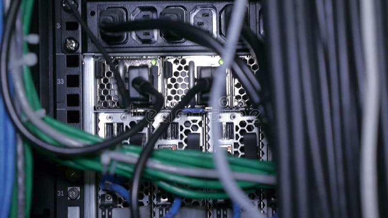 Wires, Lightbulbs and Computer Parts in Render Farm Stock Video - Video ...