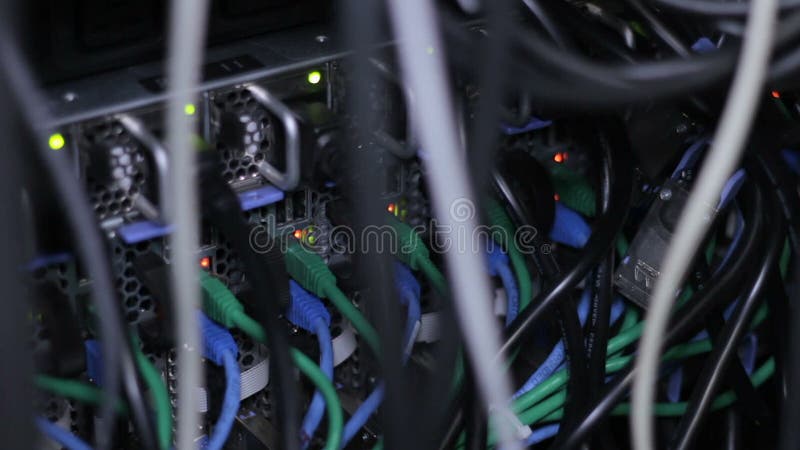 Wires, Lightbulbs and Computer Parts in Render Farm Stock Video - Video ...