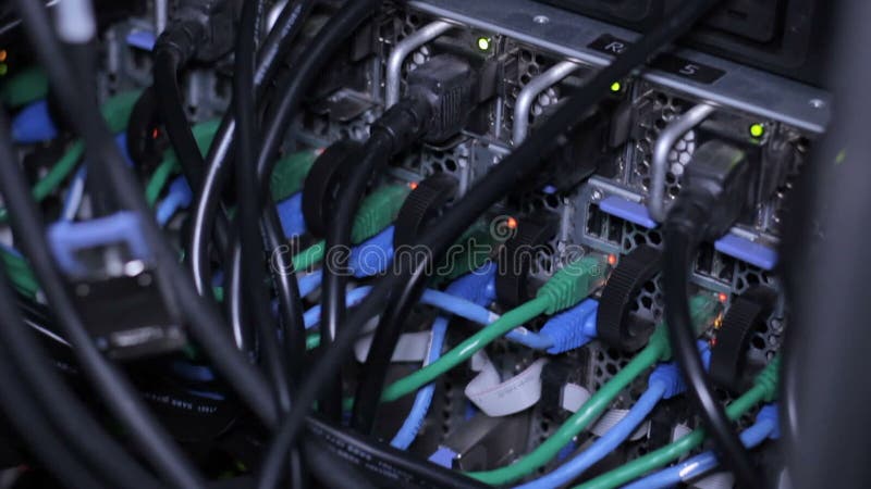 Wires, Lightbulbs and Computer Parts in Render Farm Stock Video - Video ...
