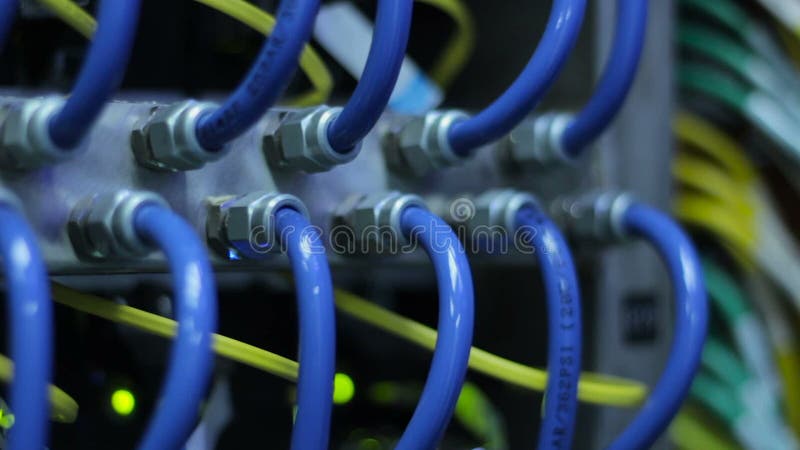 Wires, Lightbulbs and Computer Parts in Render Farm Stock Video - Video ...