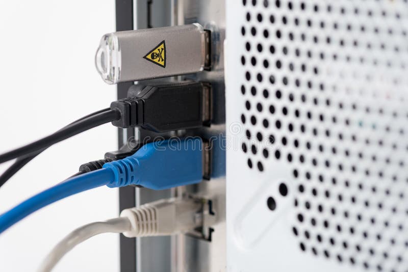 Wires and Memory Stick in Technical Equipment Stock Image - Image of ...