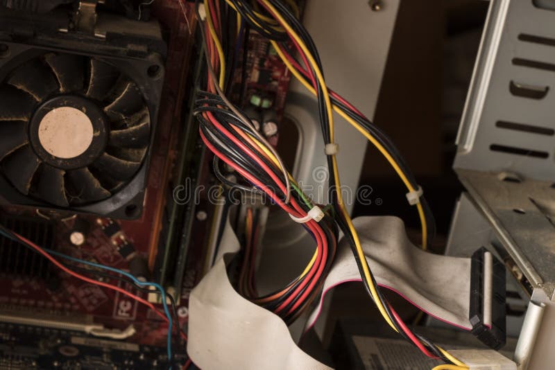 Wires and Parts Inside a Computer System Unit Stock Photo - Image of ...
