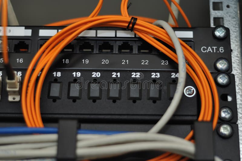 Wires and patch panel stock image. Image of communications - 12742767