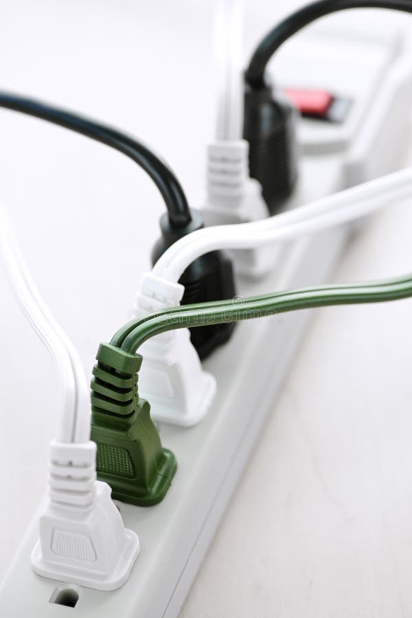 Wires Plugged Into Power Bar Stock Image - Image of consumption ...