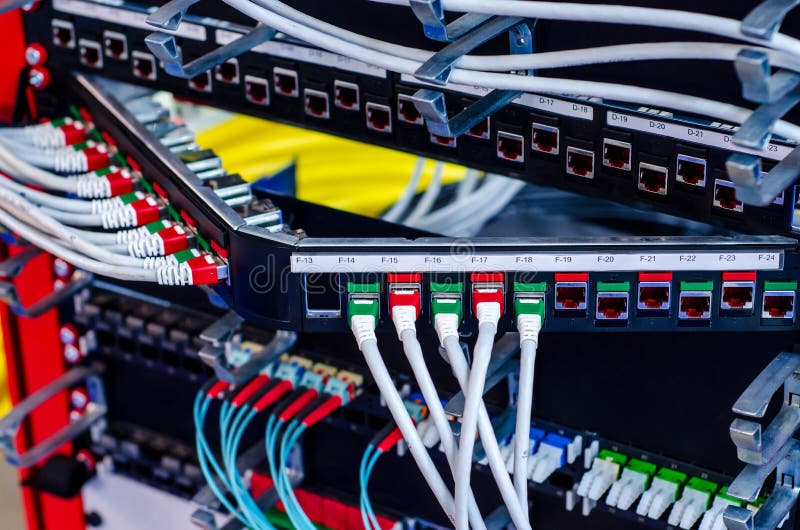Wires are in Rack with Servers and Internet Equipment Stock Image ...