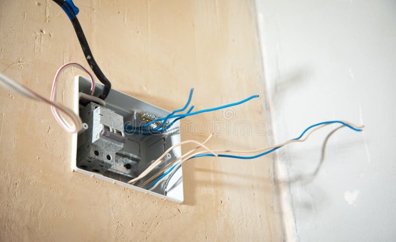 Wires, Switch Box on the Wall Stock Image - Image of switch, renovation ...