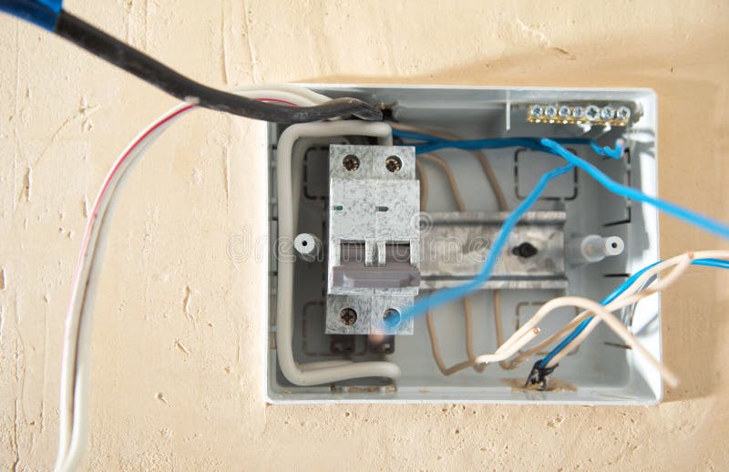 Wires, Switch Box on the Wall Stock Photo - Image of cable, switch ...