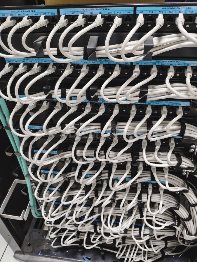 Wiring in Communications Rack Panel Stock Photo - Image of organized ...