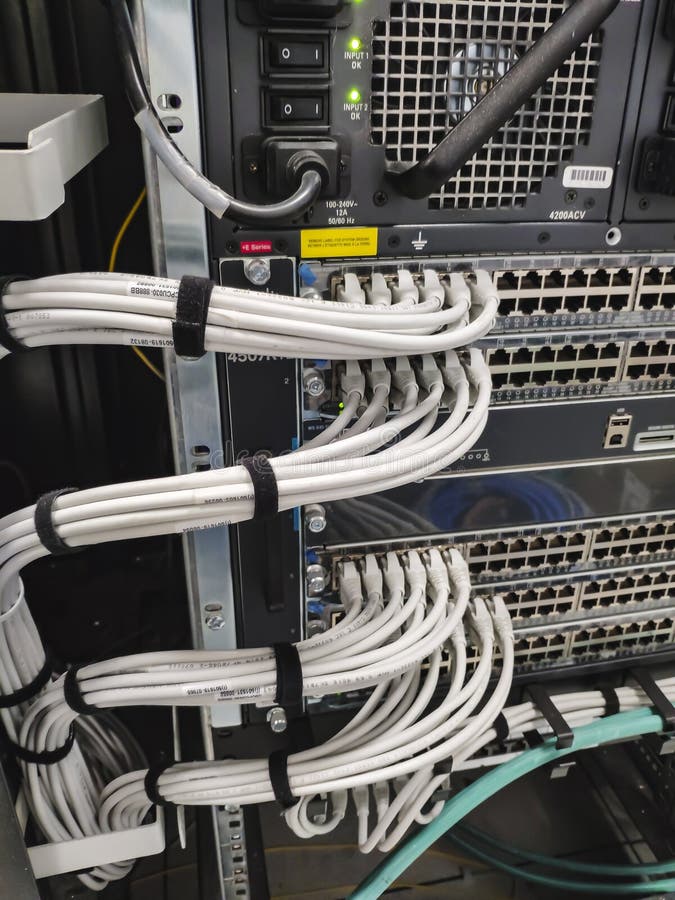 Wiring in Communications Rack Panel Stock Photo - Image of slot ...