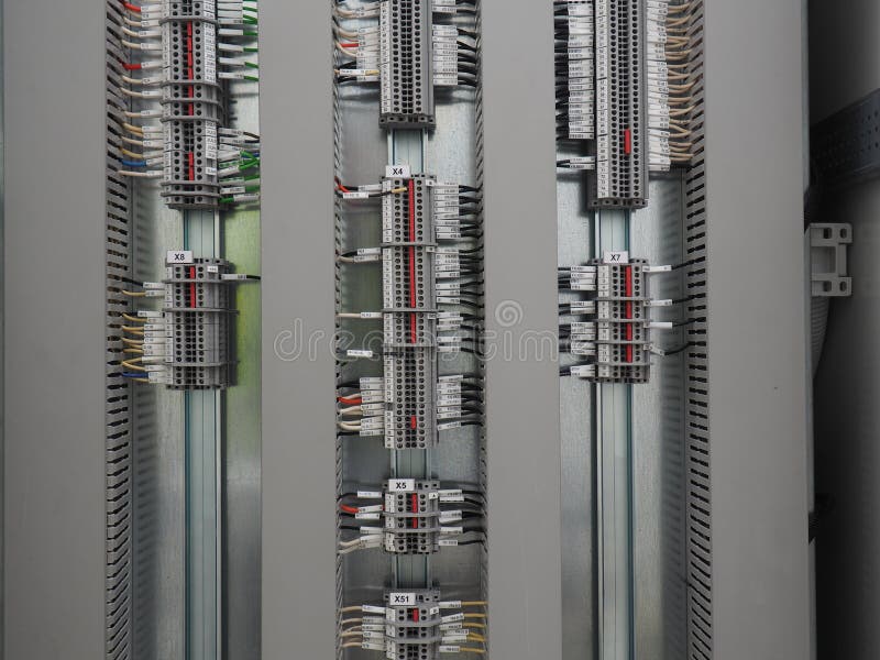 Wiring in the Gray Control Cabinet Stock Image - Image of electricity ...