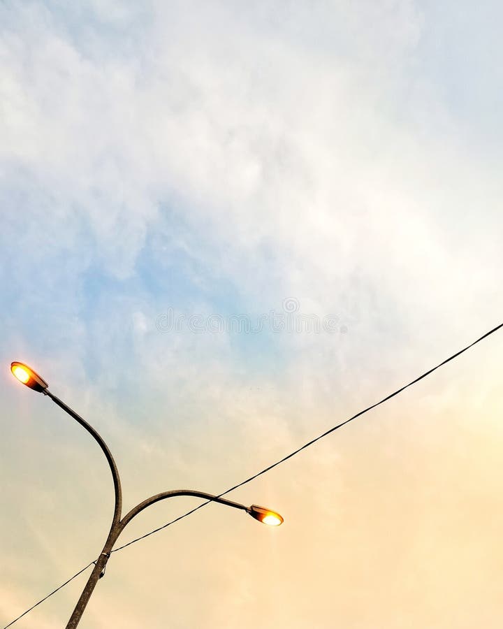 Wiring Harness for Street Lights in the Morning Stock Image - Image of ...