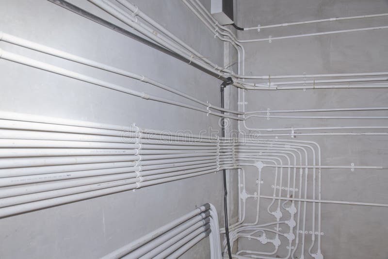 Wiring Installation In A Building Stock Photo - Image of confusion ...