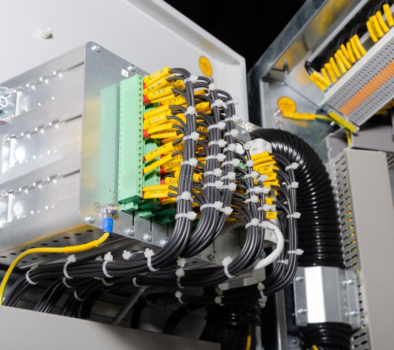 The Wiring and Machines in the Electrical Panel Stock Photo - Image of ...