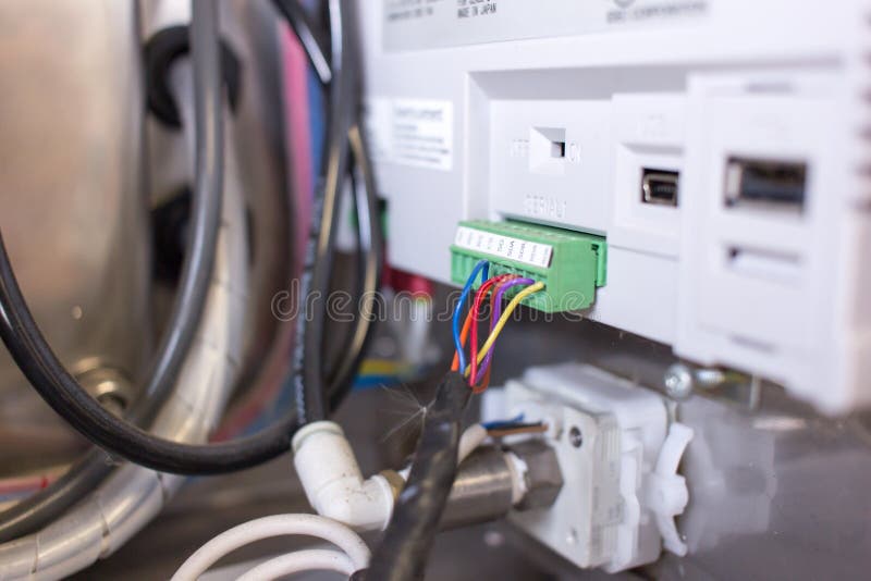 Wiring Management in Control Panel. Stock Image - Image of electricity ...