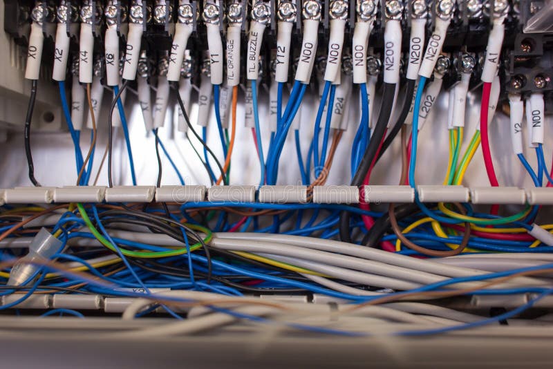 Wiring Management in Control Panel. Stock Image - Image of automatic ...