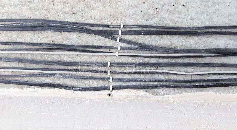 Wiring on the Wall of a House Under Construction Stock Photo - Image of ...