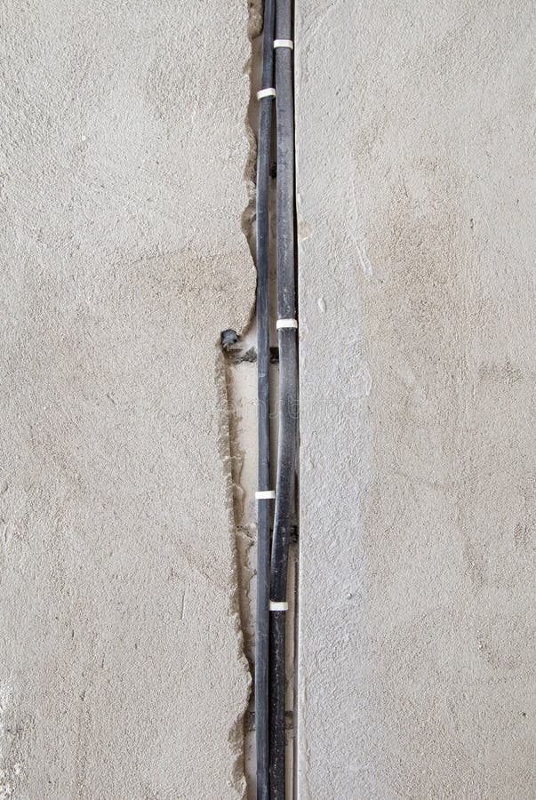 Wiring on the Wall of a House Under Construction Stock Image - Image of ...