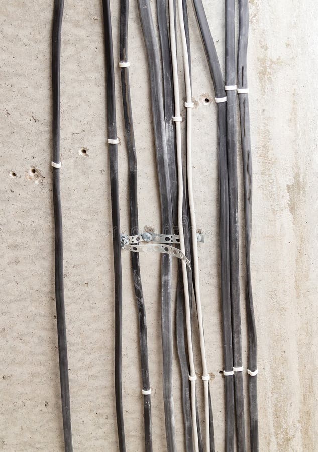 Wiring on the Wall of a House Under Construction Stock Image - Image of ...