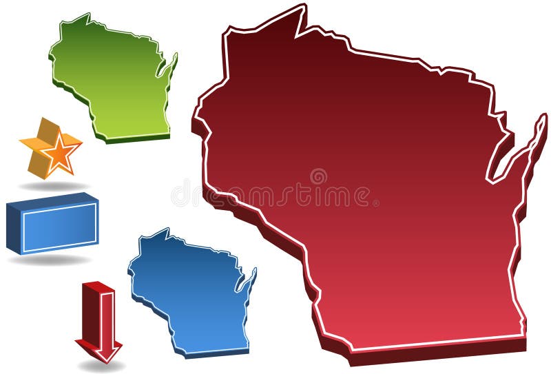 Wisconsin Red Abstract 3D State Map United States America Stock ...