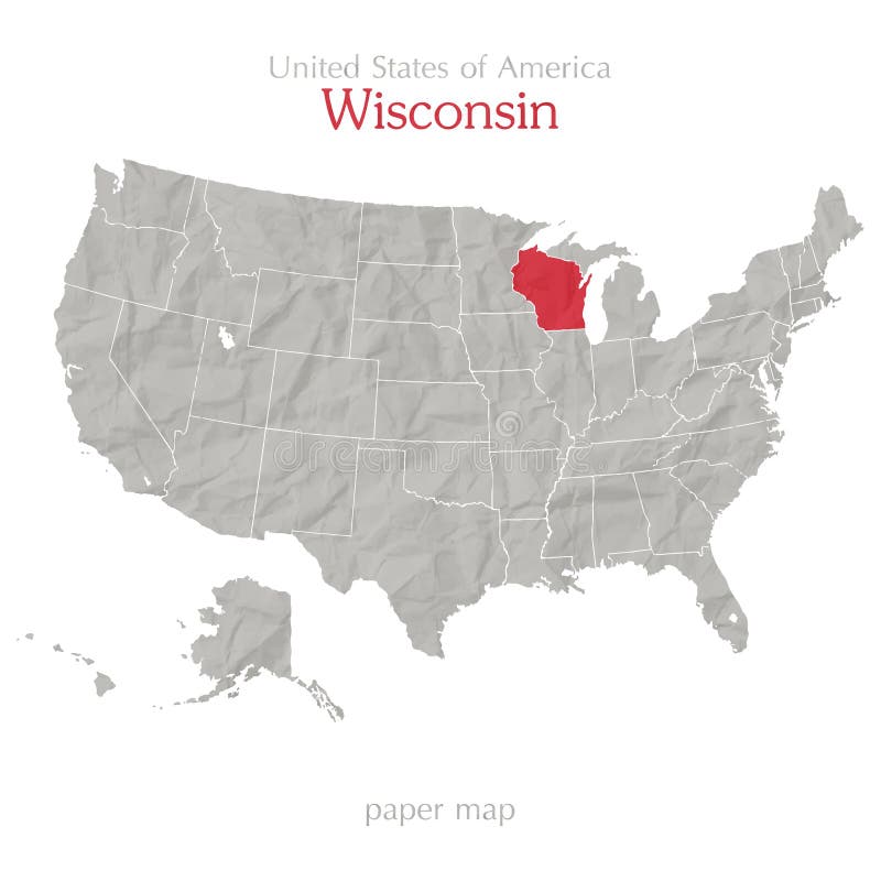Wisconsin Wi Político Map Estados Unidos Con El Apodo De Badger State ...