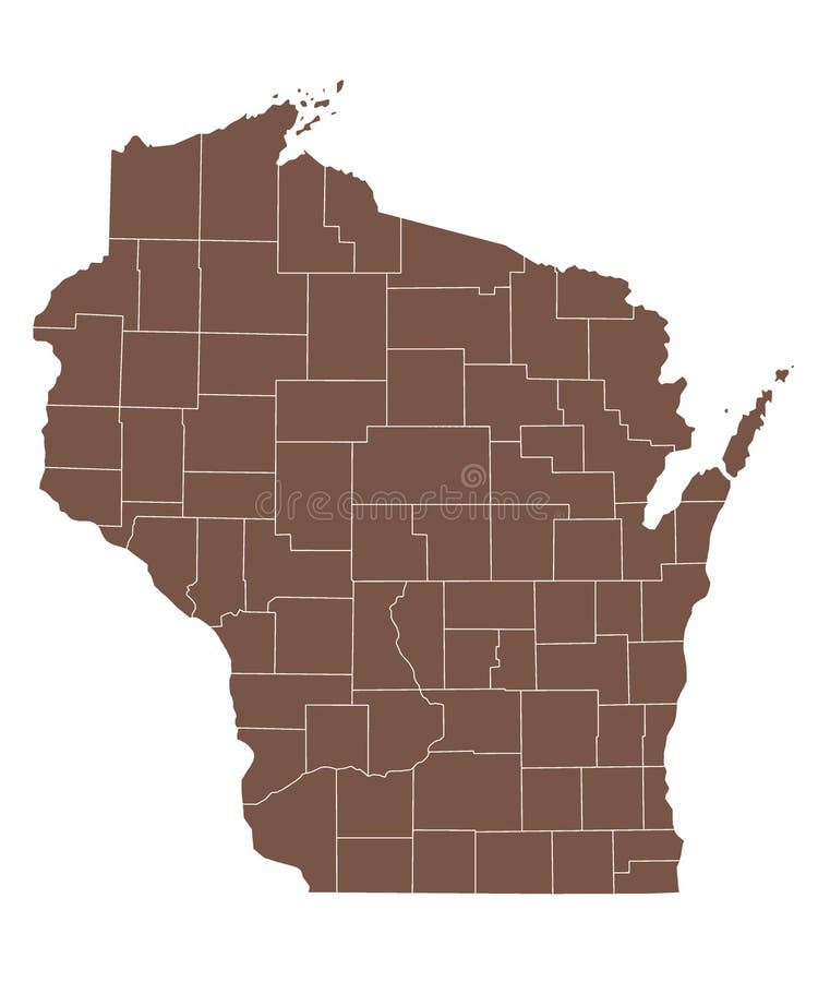 Wisconsin Administrative Map. Counties Map of Wisconsin, Blank Map ...