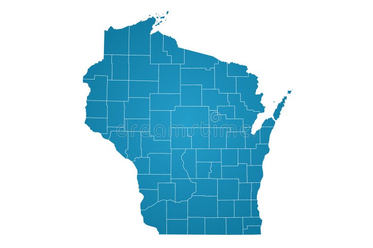 Wisconsin Administrative Map. Counties Map of Wisconsin, Blank Map ...