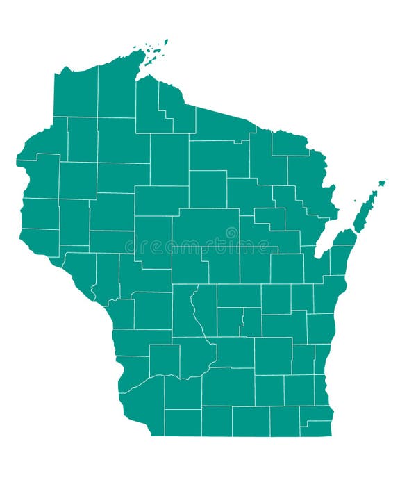 Wisconsin Administrative Map. Counties Map of Wisconsin, Blank Map ...