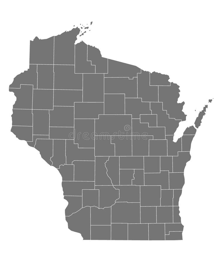 Wisconsin Administrative Map. Counties Map of Wisconsin, Blank Map ...
