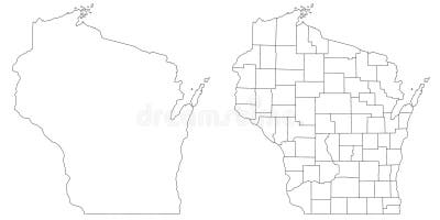 Wisconsin Administrative Map, Wisconsin Outline and Counties State Map ...