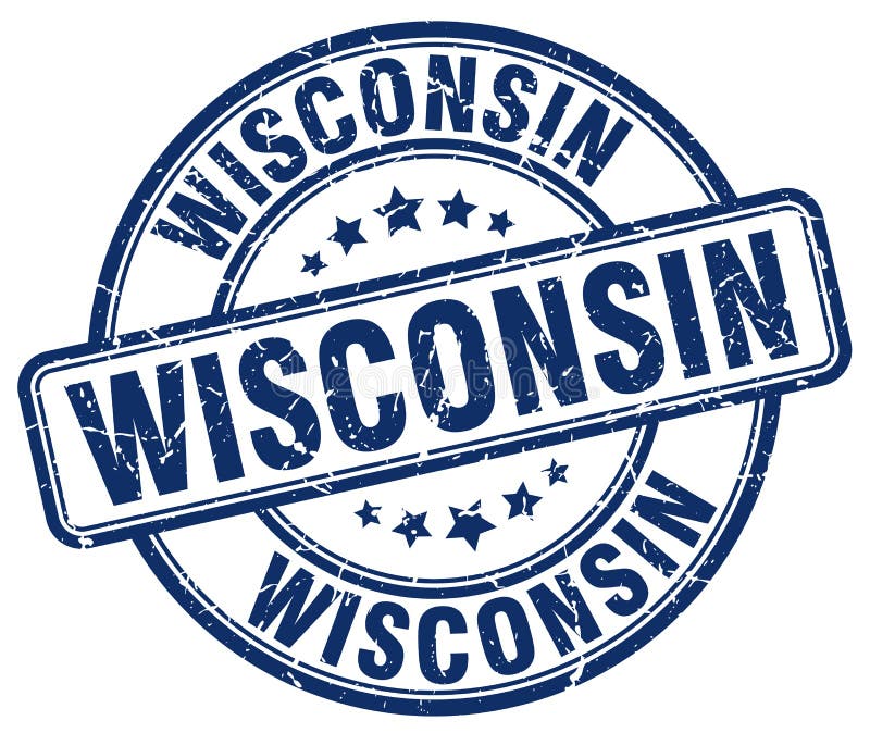 Wisconsin Blue Grunge Round Vintage Stamp Stock Vector - Illustration ...