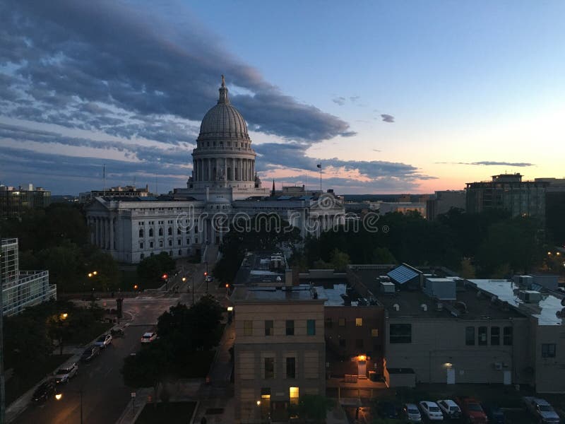 Wisconsin Capitol building stock image. Image of evening - 95390929