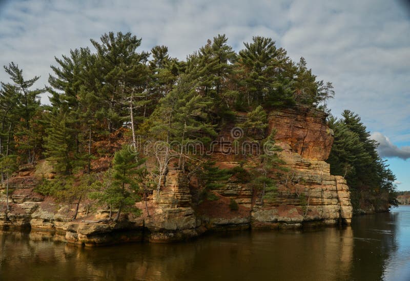 Wisconsin Dells Rock Formation on the River Stock Photo - Image of ...