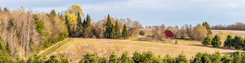 Wisconsin Farmland with Red Barn in April Stock Photo - Image of field ...