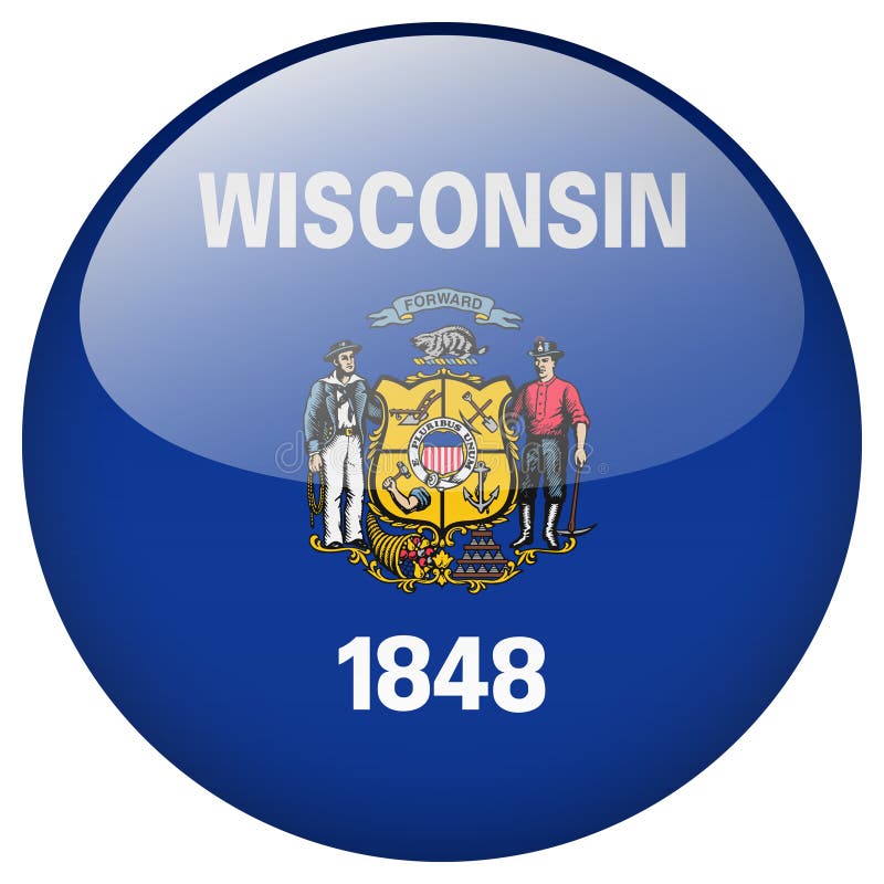 Wisconsin flag button stock vector. Illustration of sign - 302114435