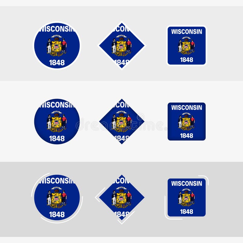 Wisconsin Flag Icons Set, Vector Flag of Wisconsin Stock Vector ...