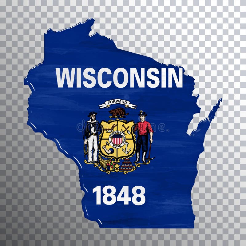 Wisconsin Flag and Map, Transparent Background Stock Illustration ...