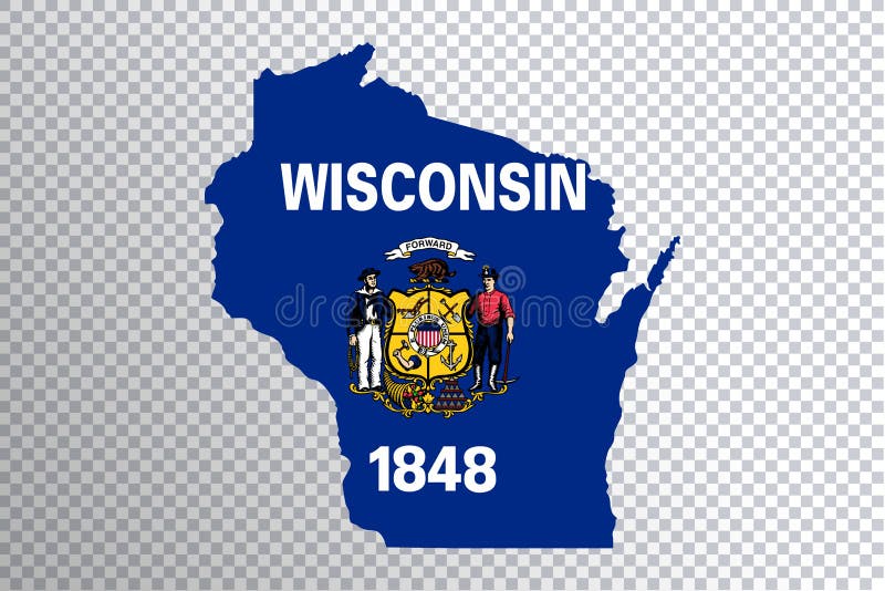 Wisconsin Flag on Map, Transparent Background Stock Illustration ...