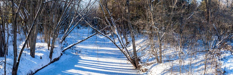 Wisconsin Frozen River Running Forest January Stock Photos - Free ...