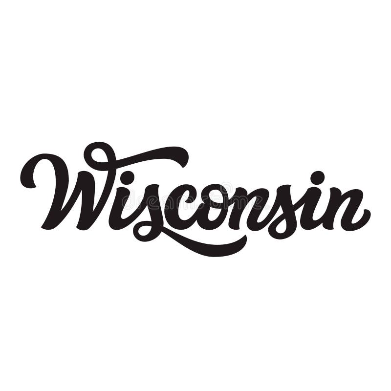Wisconsin Hand Gezeichnet, Text Beschriftend Vektor Abbildung ...