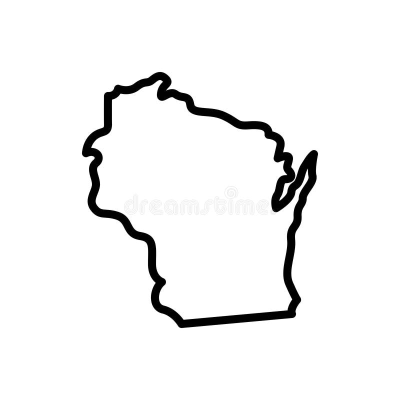 Black Line Icon for Wisconsin, Country and States Stock Vector ...