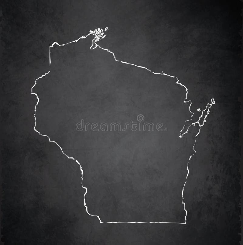 Wisconsin Map Blackboard Chalkboard Blank Stock Vector - Illustration ...