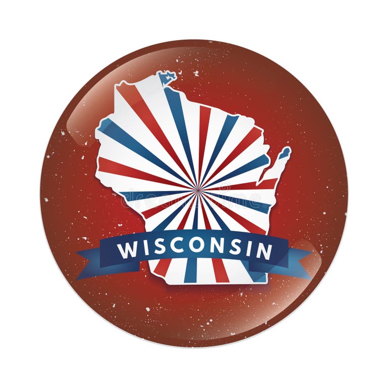 Wisconsin Map Button. Vector Illustration Decorative Design Stock ...