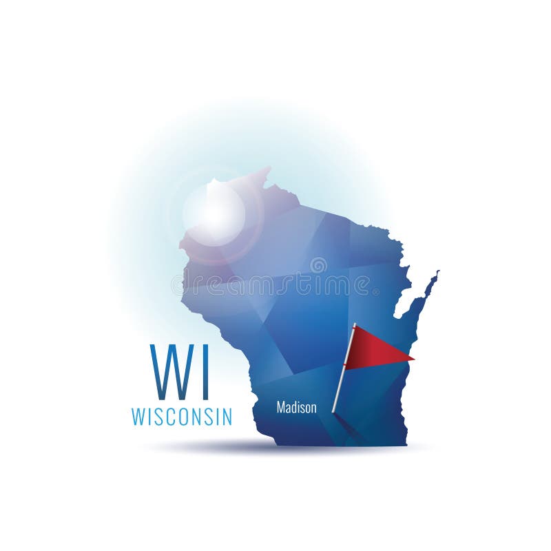 Wisconsin Map with Capital City. Vector Illustration Decorative Design ...