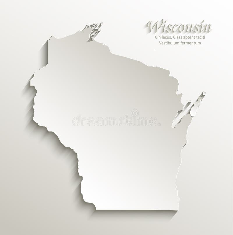 Wisconsin Map Card Paper 3D Natural Stock Vector - Illustration of ...