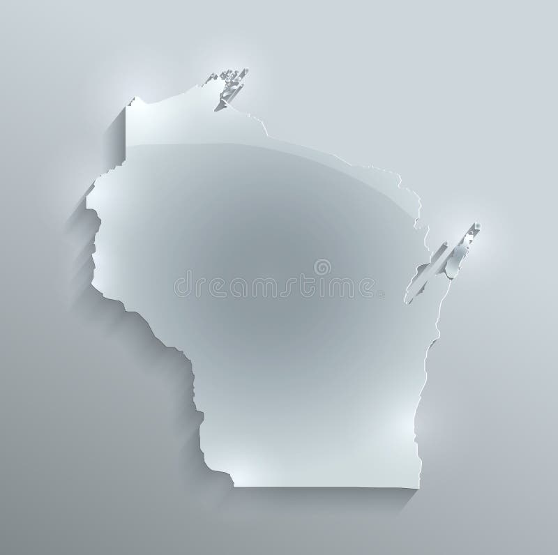 Wisconsin Map Glass Card Paper 3D Blank Stock Vector - Illustration of ...