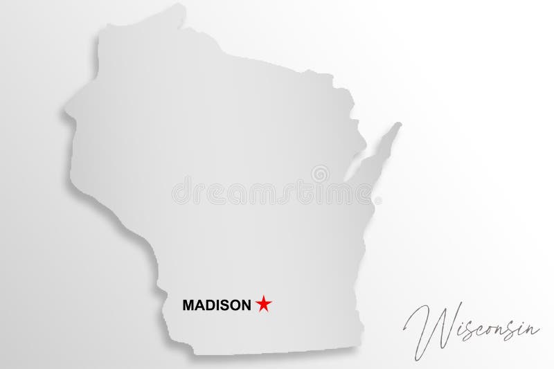 Wisconsin Map Isolated on White Background Stock Illustration ...