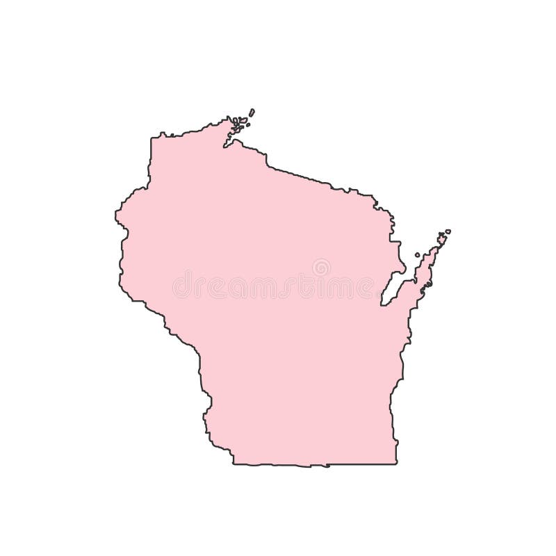 Wisconsin Map Isolated on White Background Silhouette. Wisconsin USA ...
