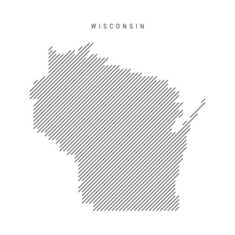 Wisconsin Map from Pattern of Black Slanted Parallel Lines. Flat Vector ...