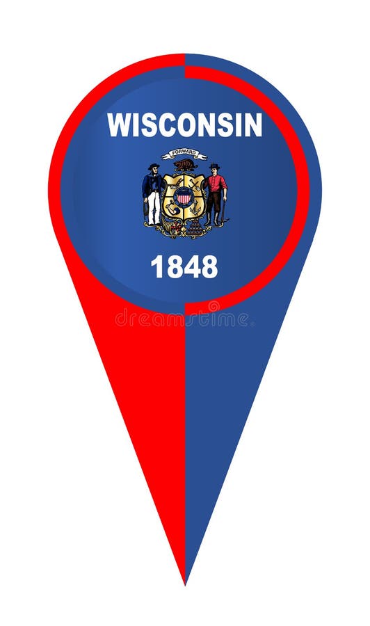 Wisconsin Map Pointer Location Flag Stock Vector - Illustration of ...
